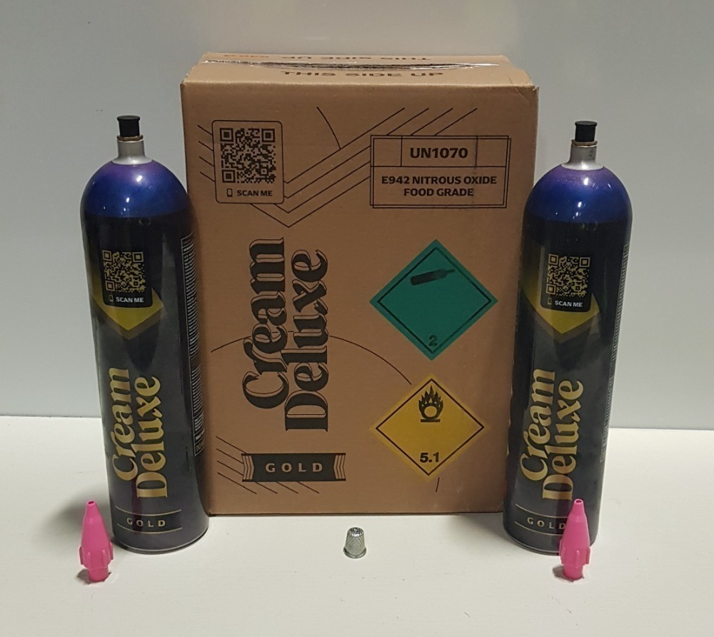 18 X BRAND NEW 640G CREAM DELUXE GOLD NITROUS OXIDE BOTTLES (UN1070 ...