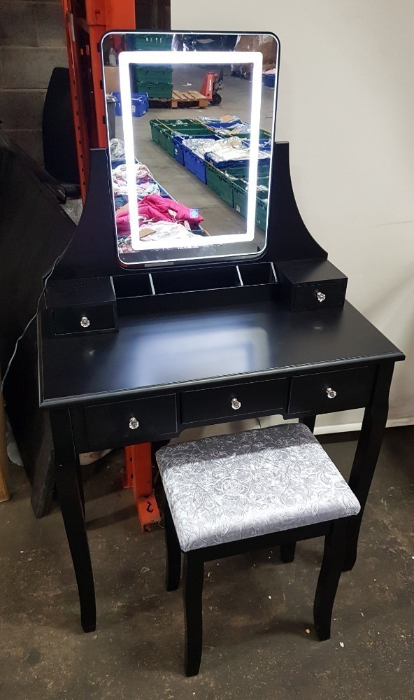 1 X BRAND NEW BOXED ANWBROAD DRESSING TABLE IN BLACK - SKUBDT01B - WITH ...